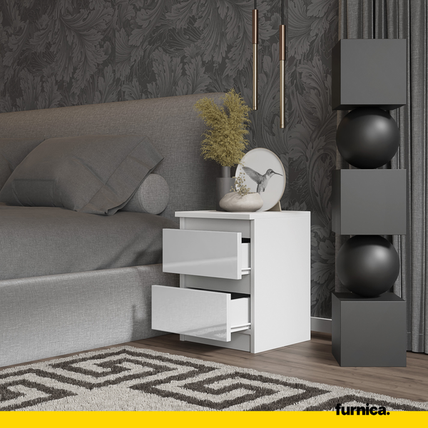 GABRIEL - Bedside Table - Nightstand with 2 drawers - White Matt ...