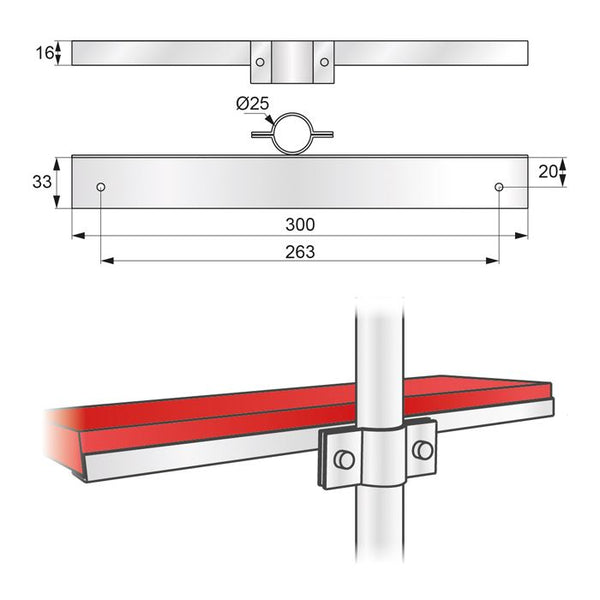 Long One-Sided Shelf Support, Chrome - Furnica