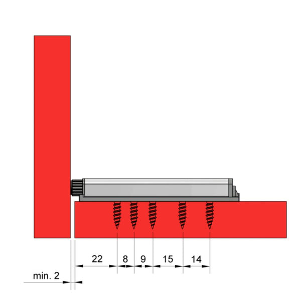 Push to Open latch - Spring Hinges - with rubber tip Zinc/Grey - Furnica