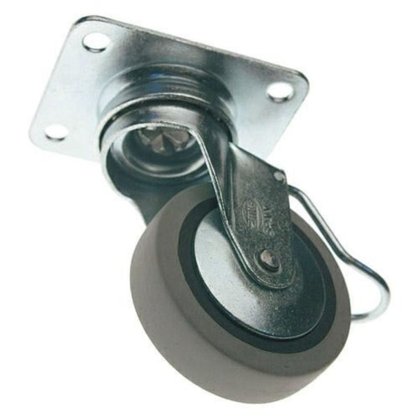 Rubber castor wheel with brake Ø2-3/8 inch - Furnica