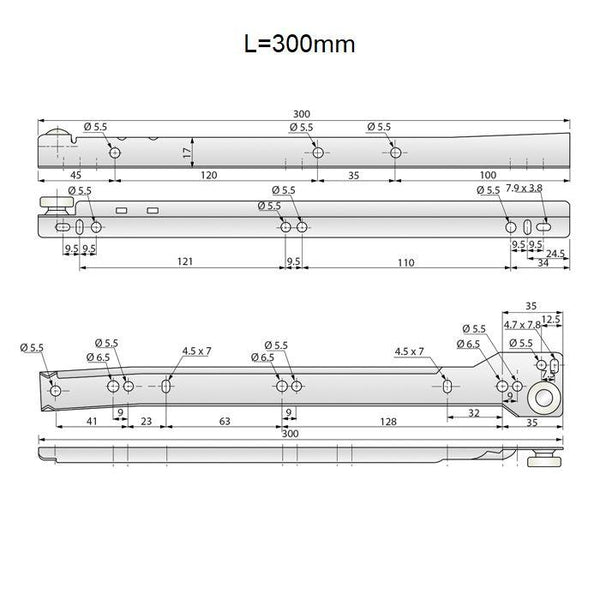 POM Roller Slides White 12 inch (300mm) - Furnica