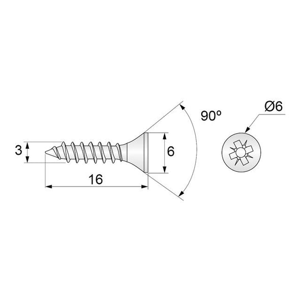 Wood Screws PZ1 1/8x5/8 inch White Zinc (1000 pcs) - Furnica